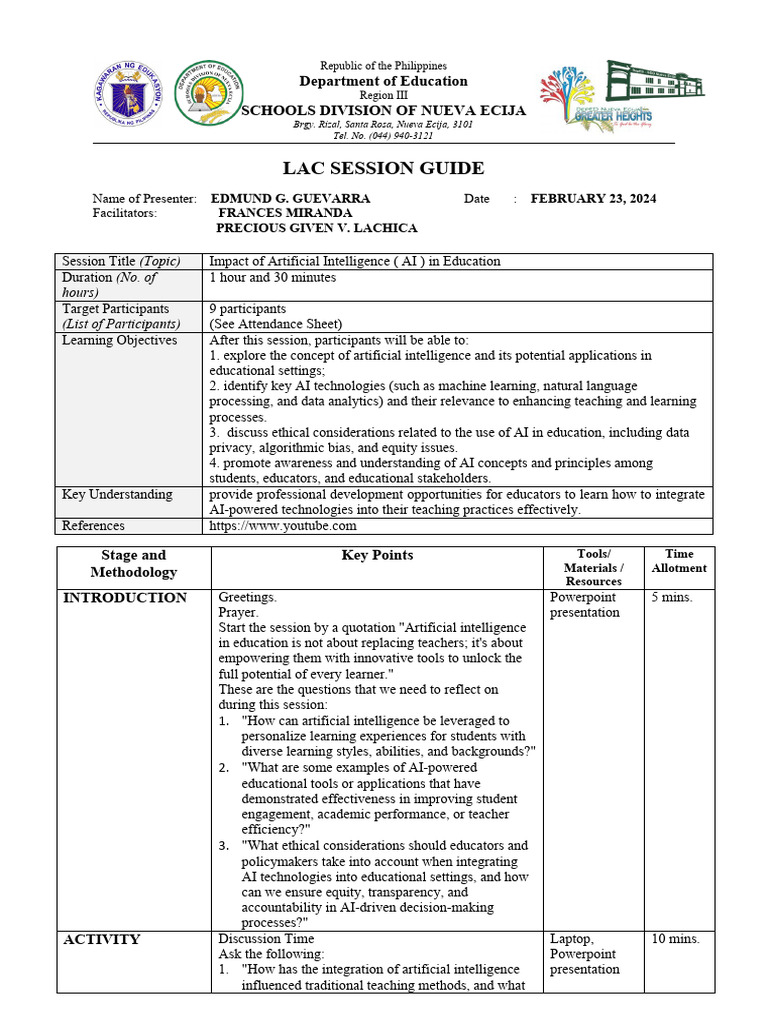 Lac Session Guide Maryannpangilinan. | Download Free PDF | Artificial ...