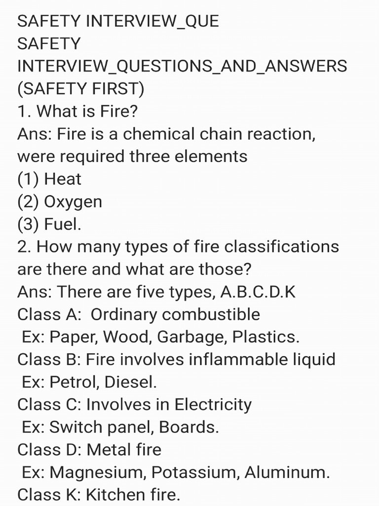 Safet Question Interview | PDF