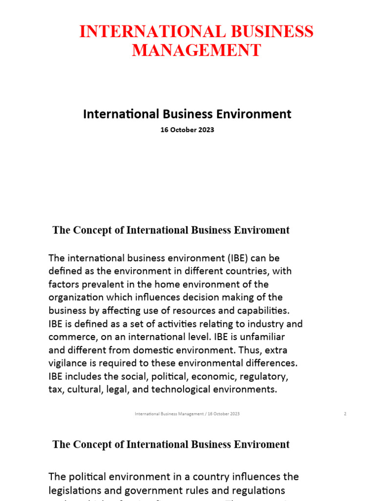 Understanding International Business Environment | PDF | Swot Analysis ...
