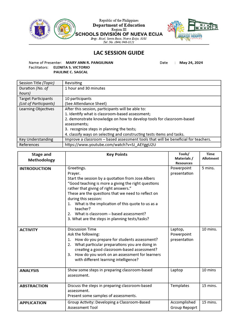 LAC SESSION GUIDE Hope. | PDF | Learning | Brainstorming