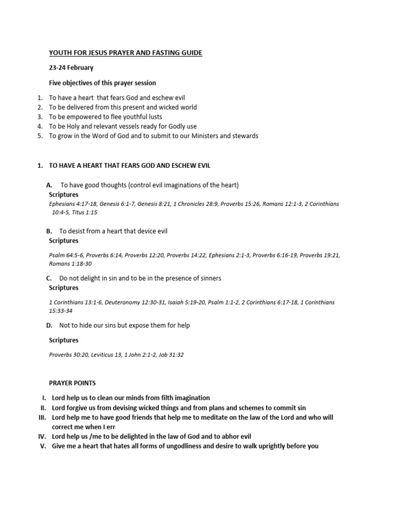 Youth For Jesus Prayer and Fasting Guide | PDF | Bible | Sin