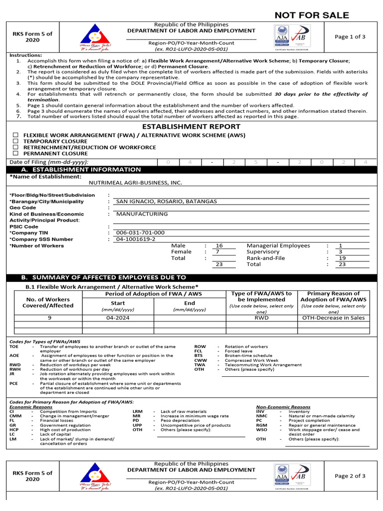 RKS Form 5 of 2020 - As of 11 June 2020 | PDF | Unemployment Benefits ...