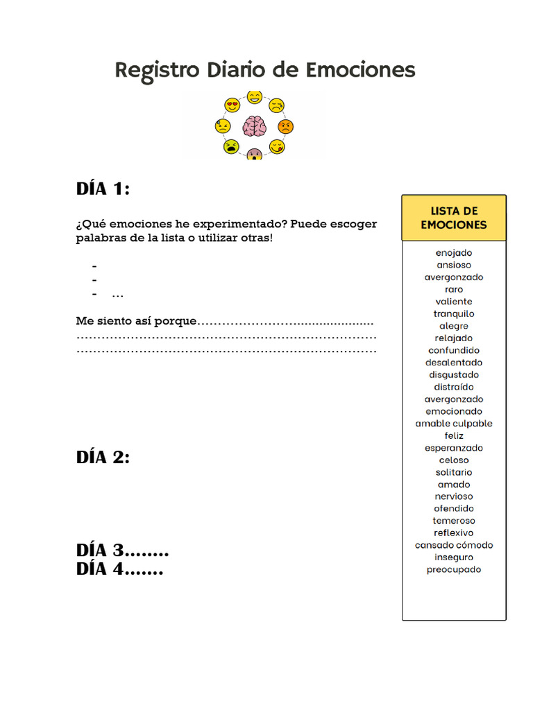 Registro de emociones diario | PDF