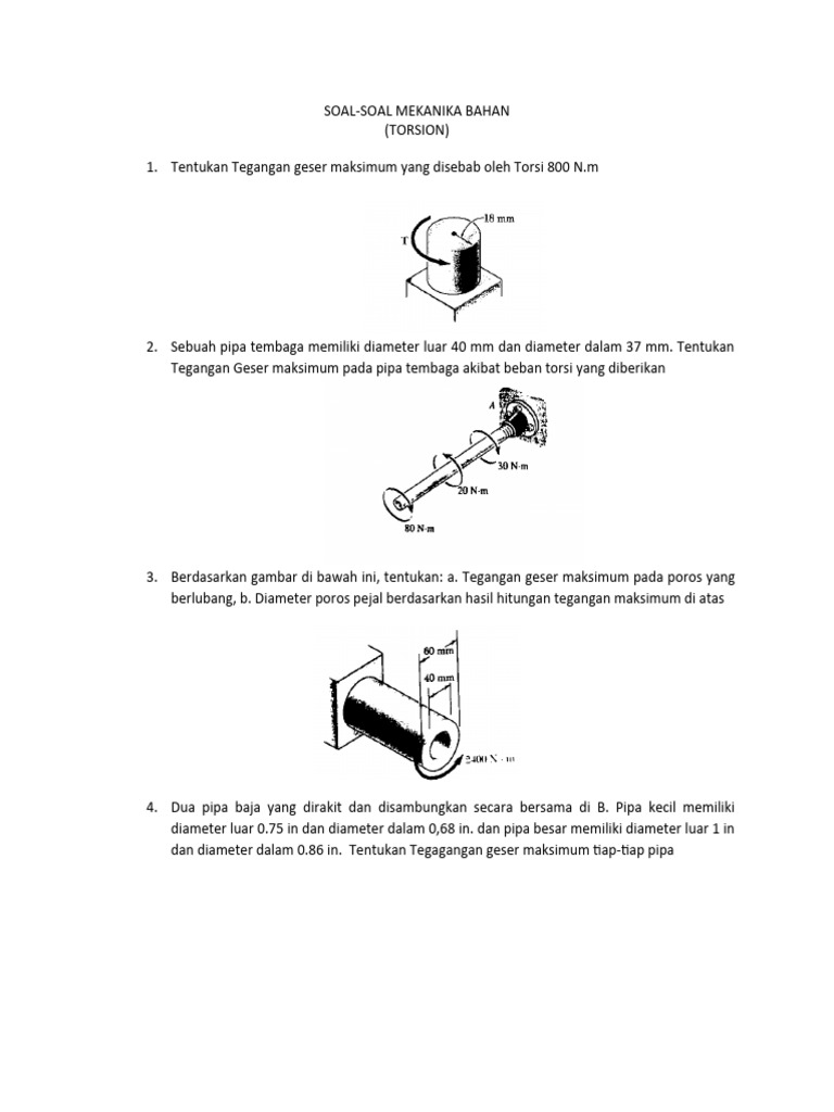 Soal 4 Mekanika Bahan Torsi | PDF