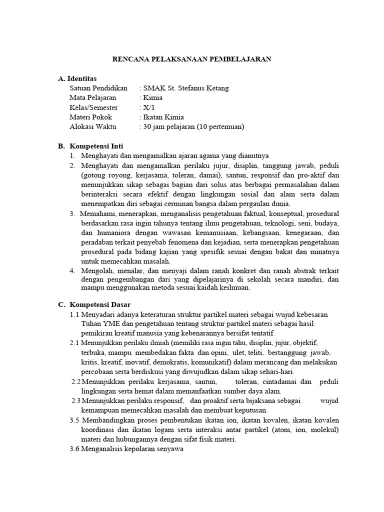 RPP Bab 4 Kimia (Up-Load) | PDF | Karier & Perkembangan