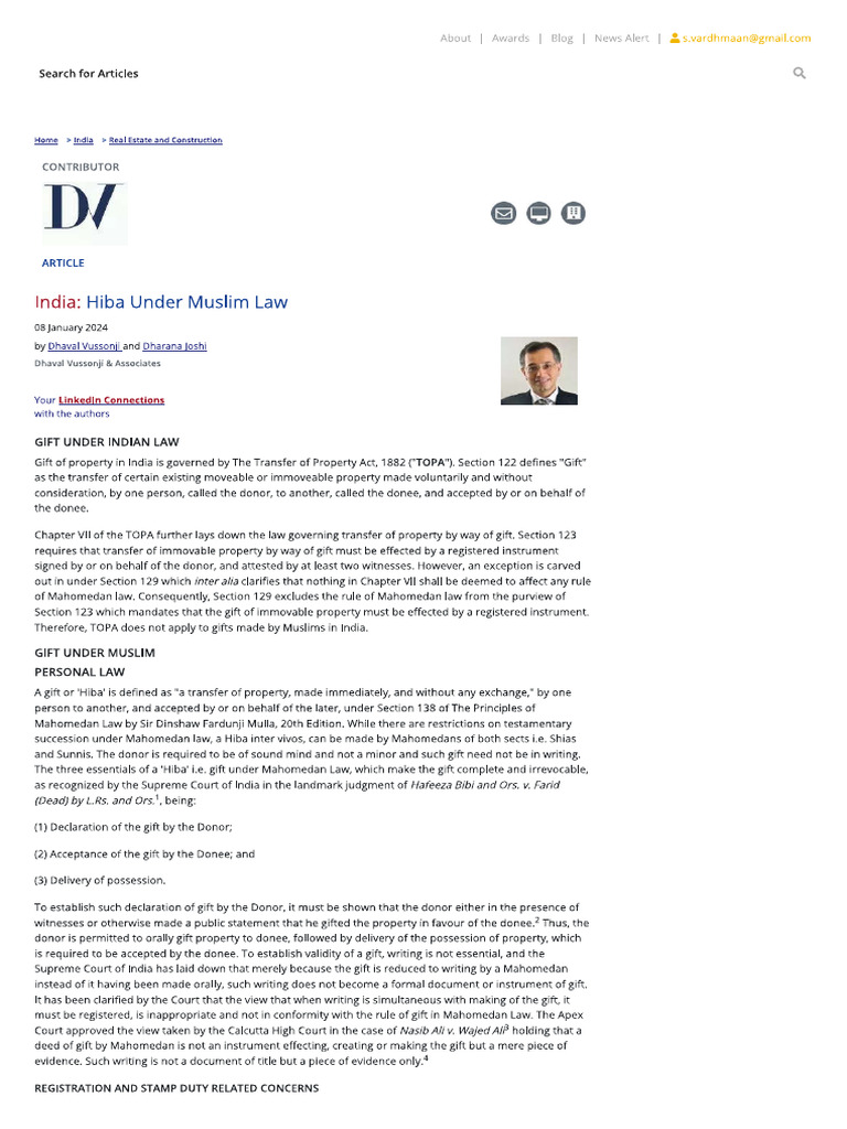 Hiba Under Muslim Law | PDF