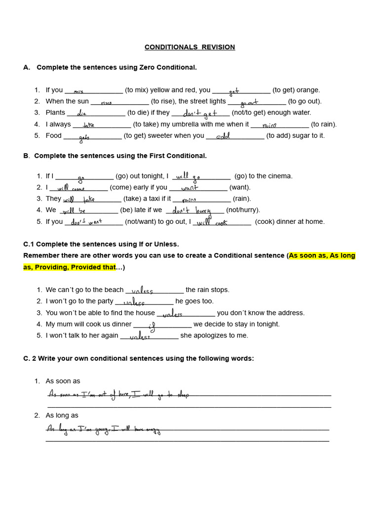 Conditionals Revision | Download Free PDF | Perfect (Grammar) | Syntax