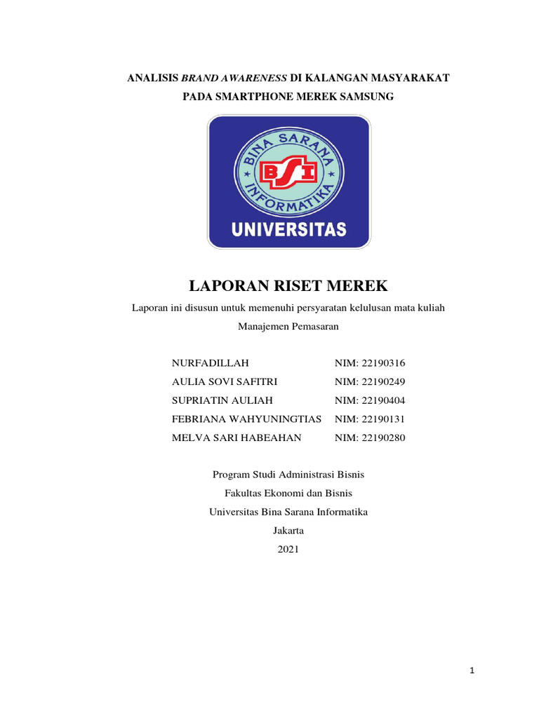Laporan Riset Merek_brand Awareness_2022 (Contoh) | PDF