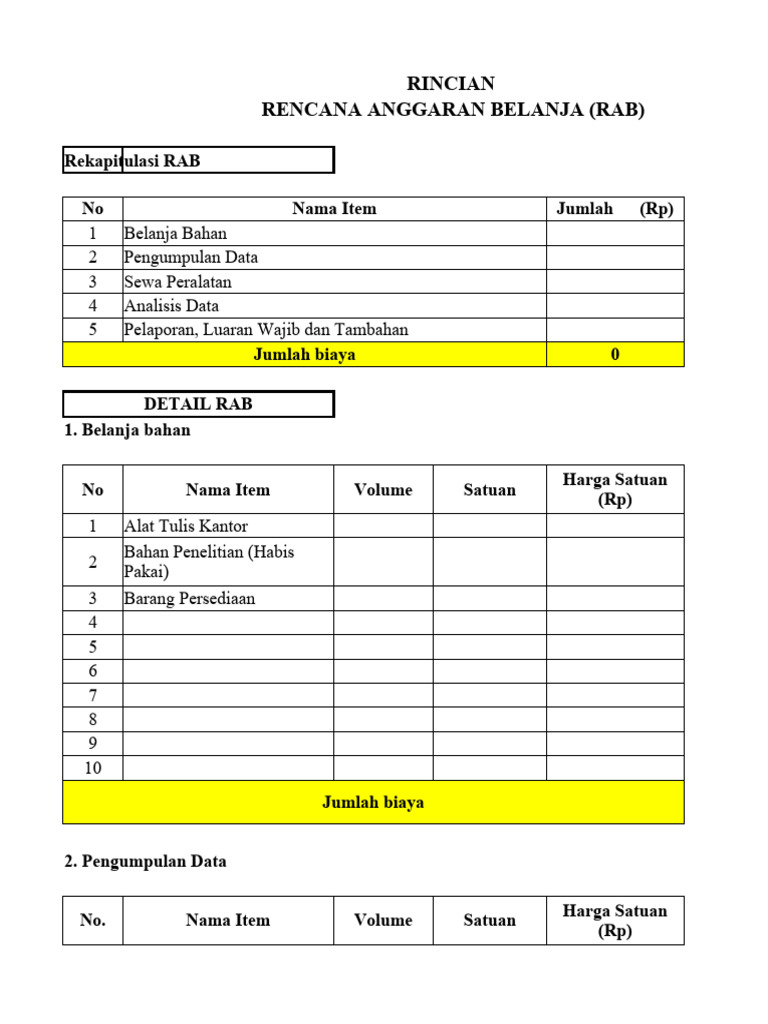 Template Rab Penelitian | PDF