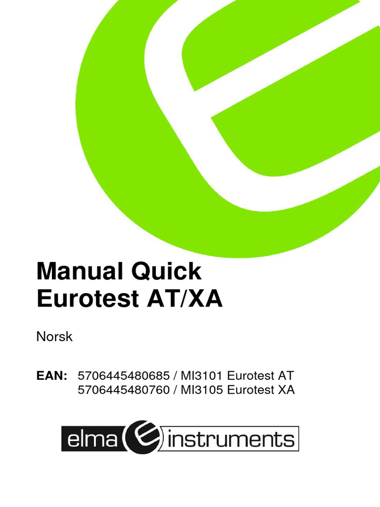 Elma Metrel Eurotest+at+XA NO Quick-Manual | PDF Elma Metrel Eurotest+at+XA NO Quick-Manual | PDF