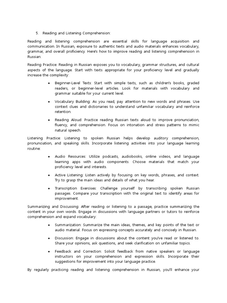 Reading and Listening Comprehension | PDF | Reading Comprehension ...