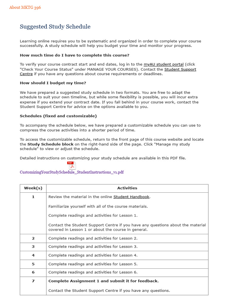 Suggested Study Schedule | PDF