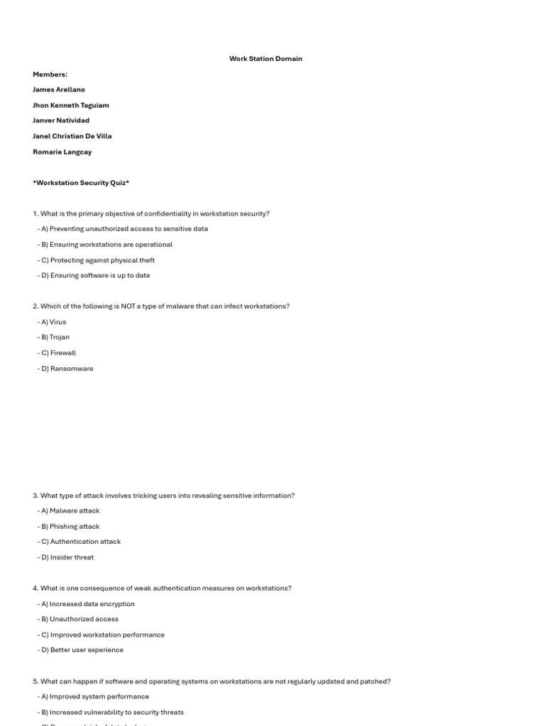 WorkStation Domain Quiz | PDF | Computer Security | Security