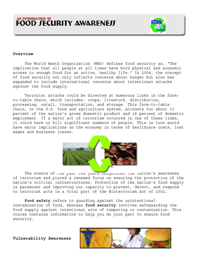 Food Security and Terrorism Risks | PDF | Computer Security | Security