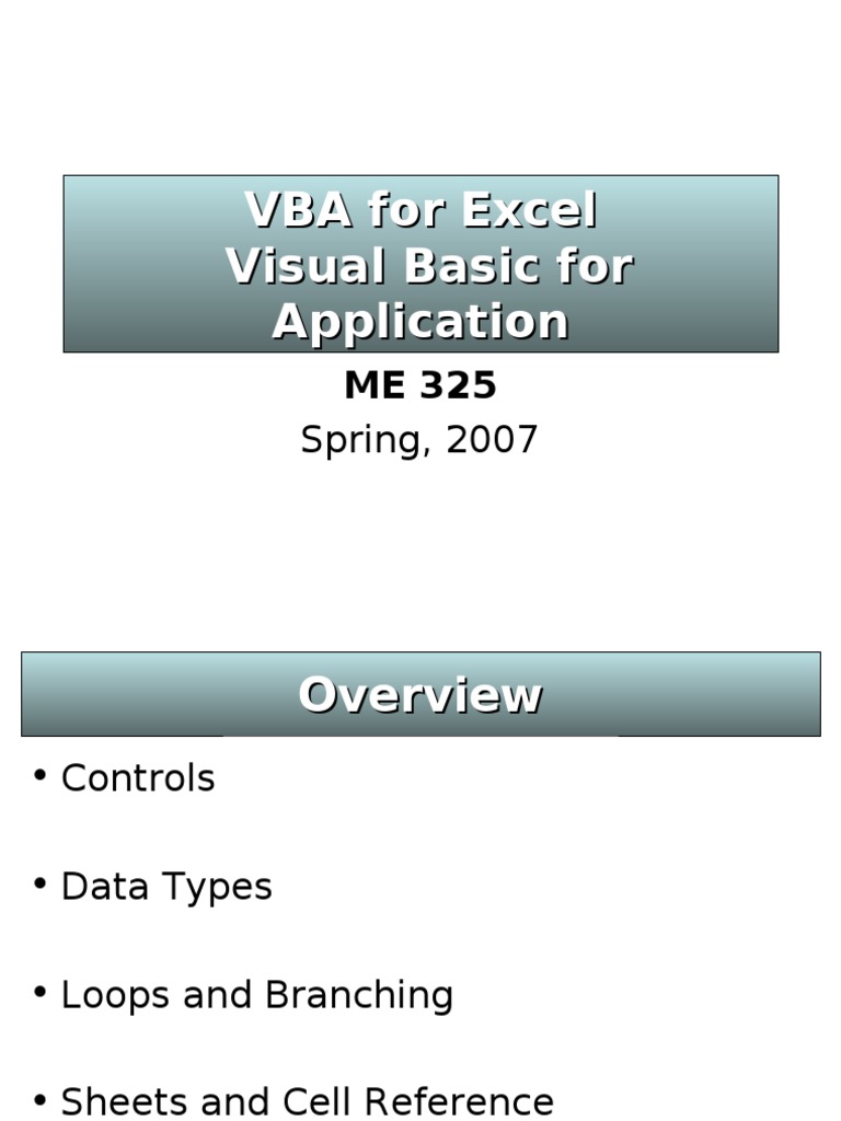 Unit 6 VBA | PDF | Visual Basic For Applications | Microsoft Excel