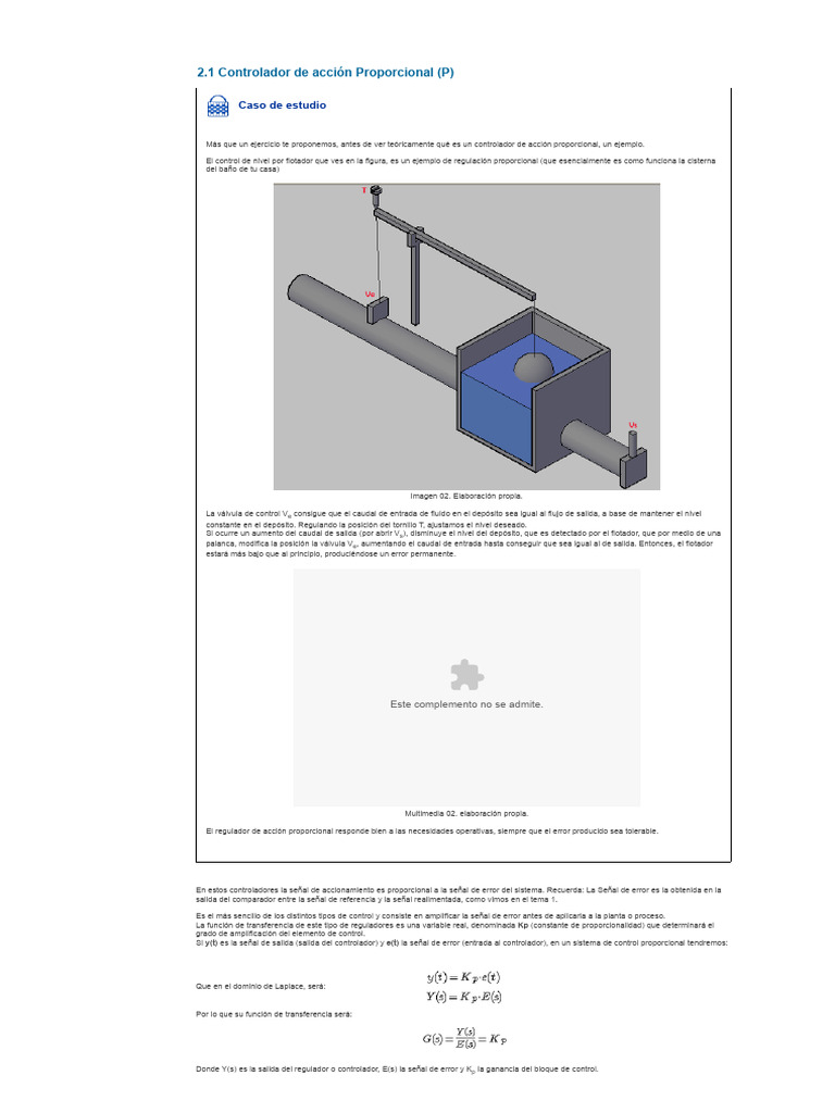 2.1 Controlador de Acción Proporcional (P) | PDF