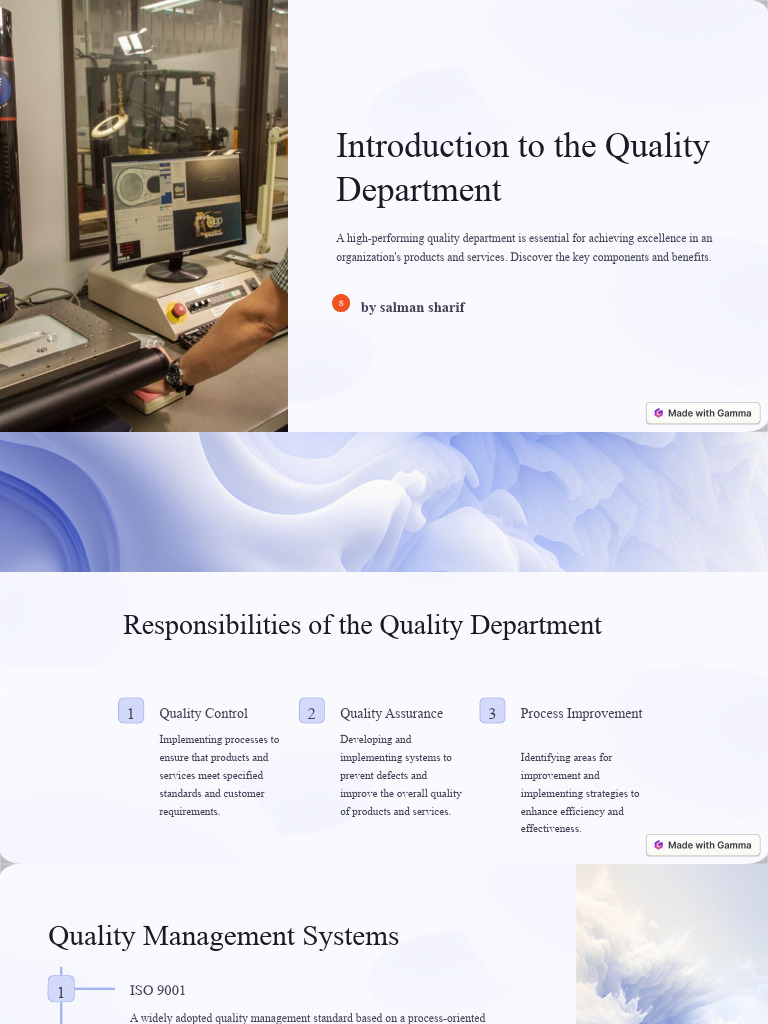 Introduction To The Quality Department | PDF | Quality Management ...