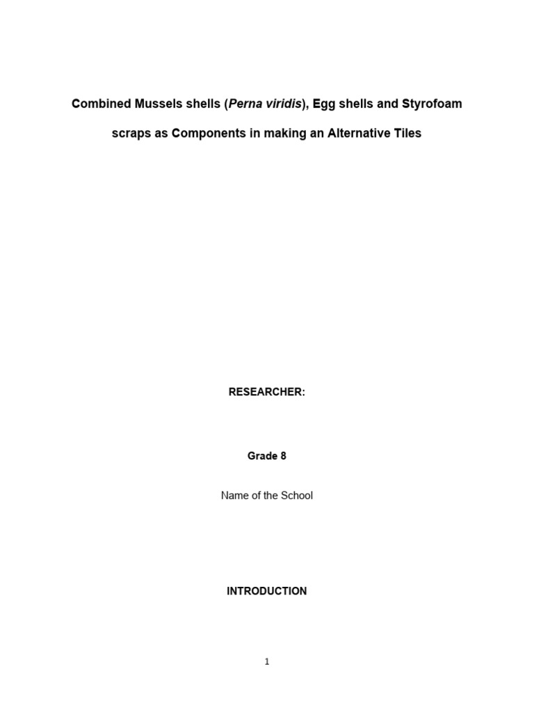 Combined Mussels Shells (Perna Viridis), Egg Shells and Styrofoam ...