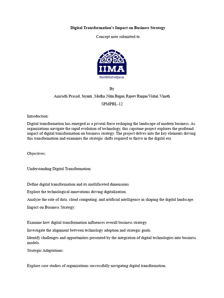 Concept Note Digital Transformation | PDF | Strategic Management ...