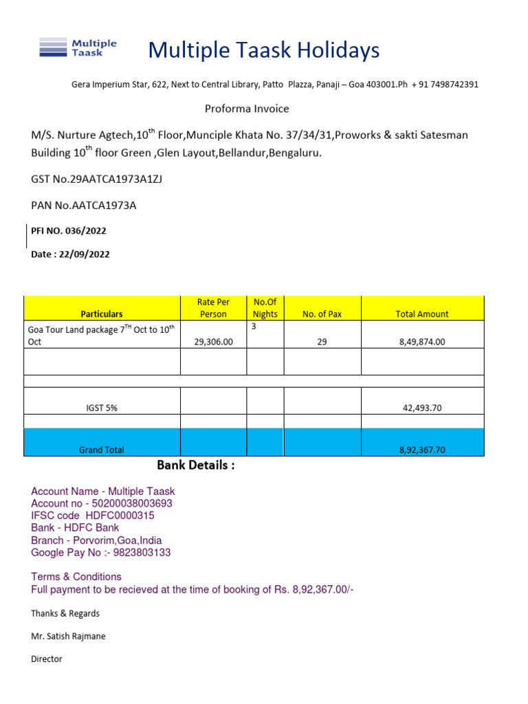Nurture Agtech Proforma Invoice | PDF