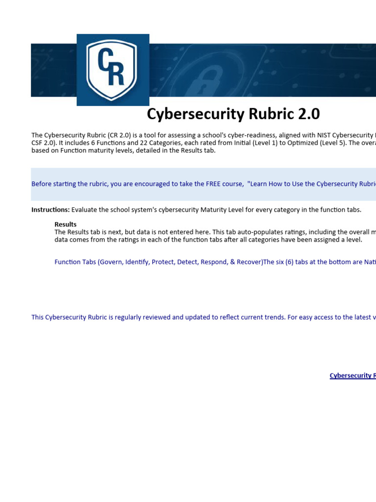 66106ebc82562f689624f308 - Cybersecurity Rubric - 2024-04 | PDF | Security | Computer Security