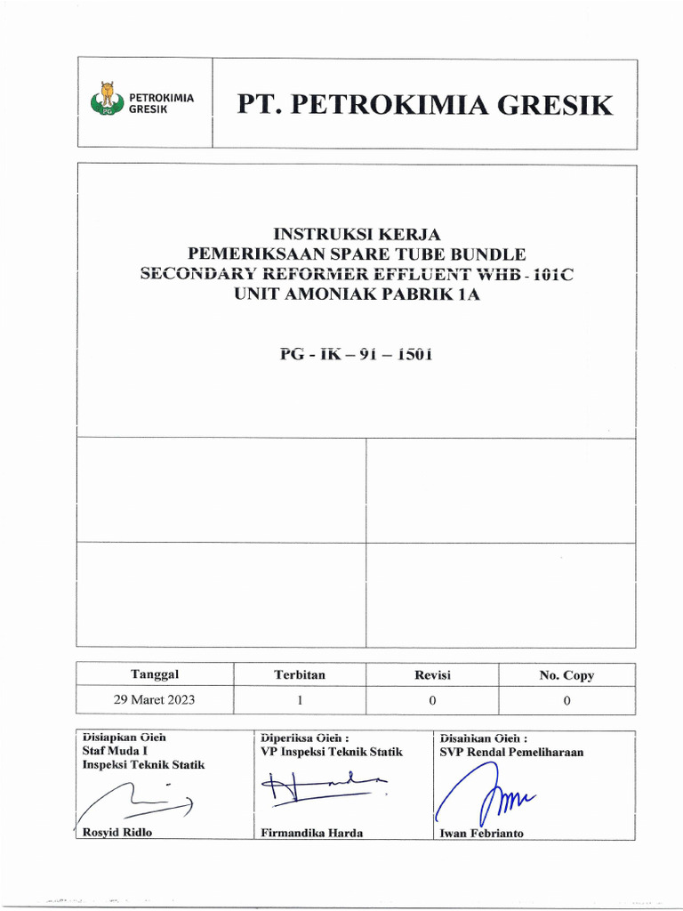 Pemeriksaan Tube Bundle 101C PG-IK-91-1501 | PDF