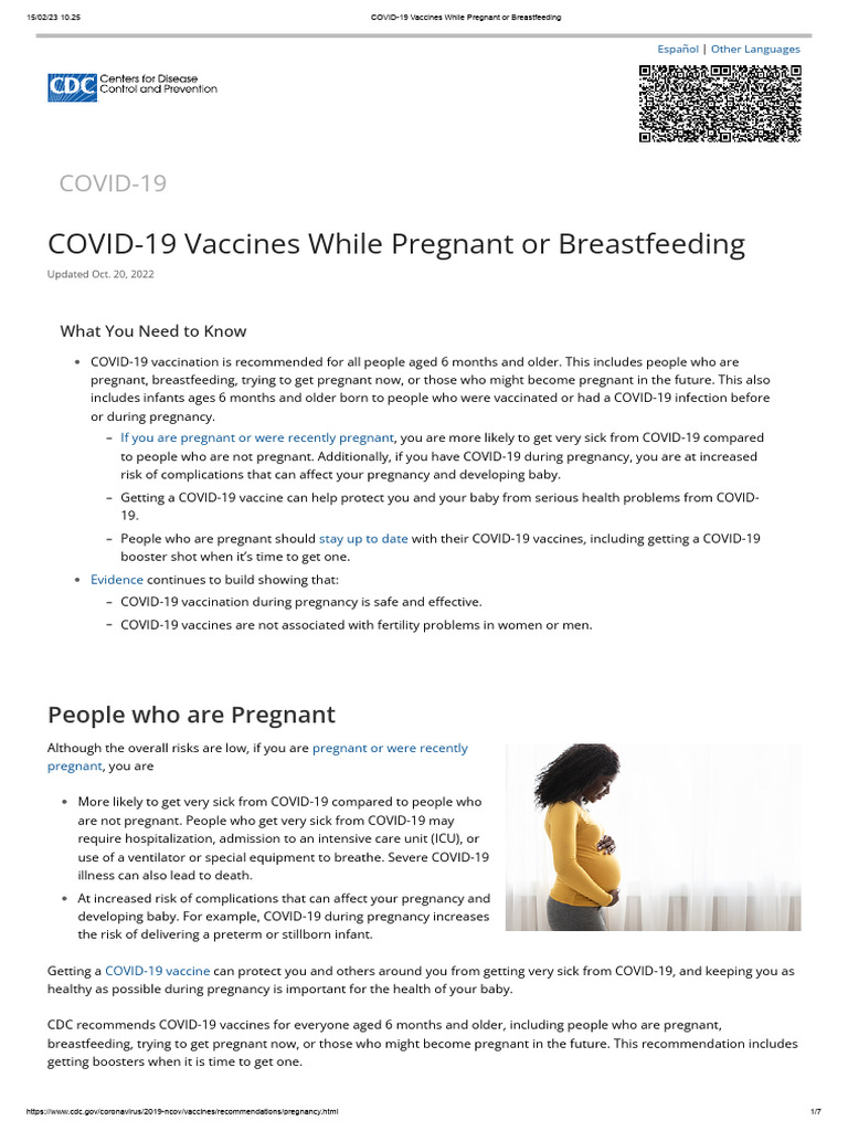 CDC - COVID-19 Vaccines While Pregnant or Breastfeeding | PDF ...