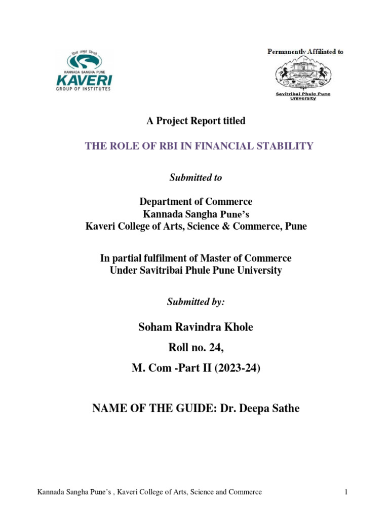 Soham Project Word | PDF | Reserve Bank Of India | Monetary Policy