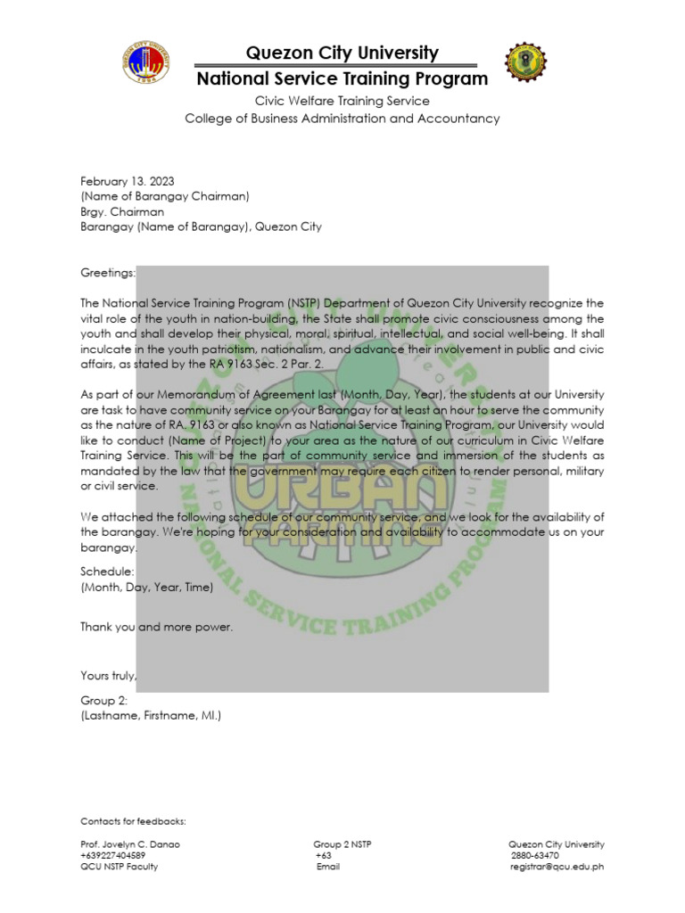 NSTP Letter | PDF