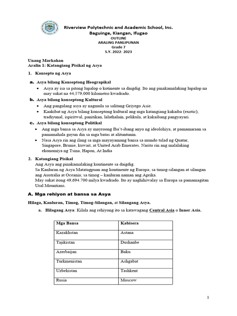 Ap7 - Outline L Q1 | PDF