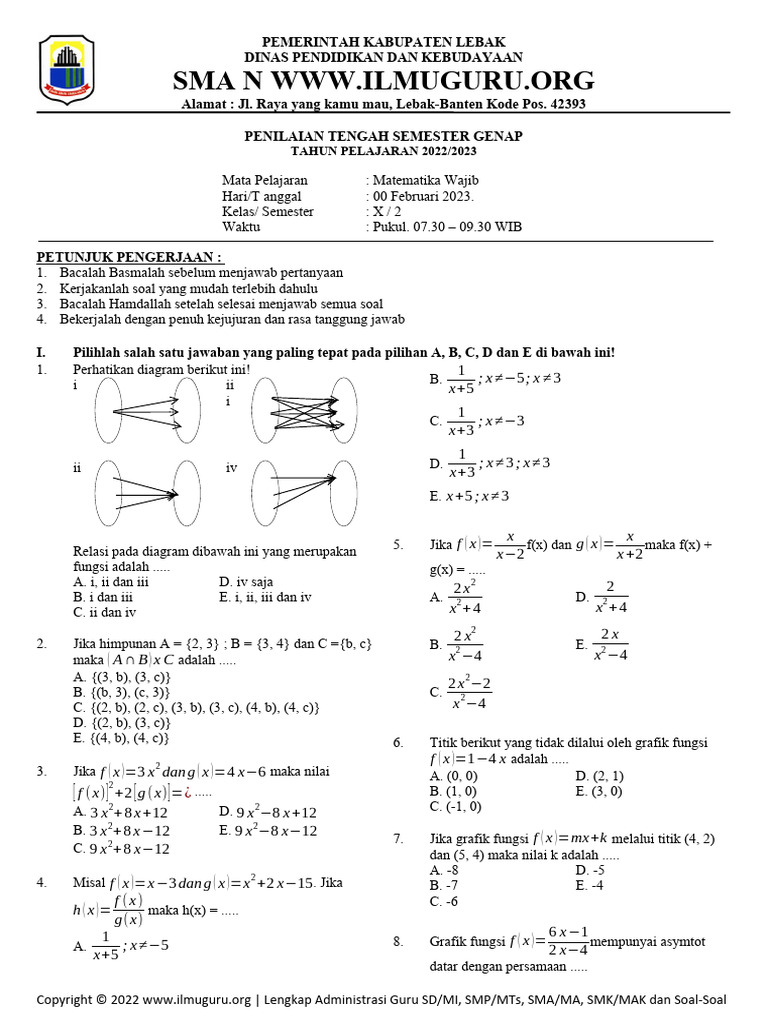 PTS II MTK Wajib X | PDF