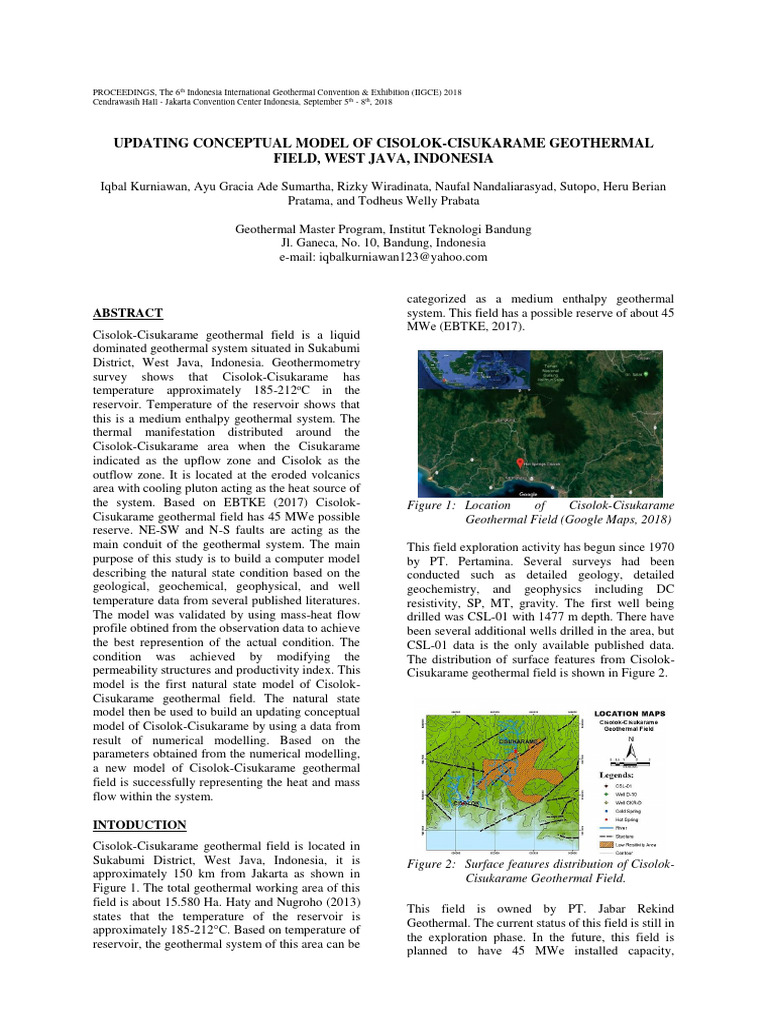 Cisolok-Cisukarame Geothermal Model Update | PDF | Water | Geothermal ...