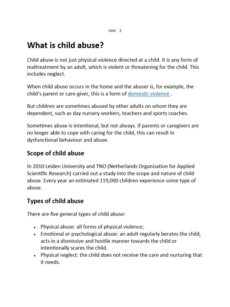 Family and Child Welfare BSW 3 | PDF | Child Abuse | Child Neglect