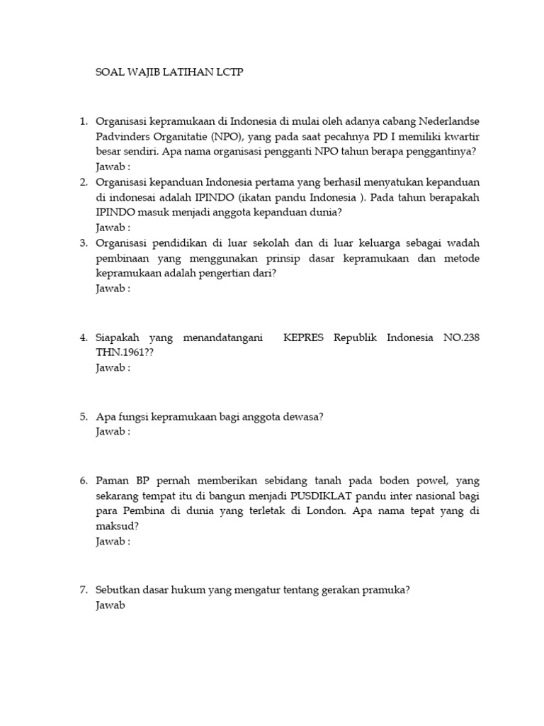 soal latihan lctp | PDF