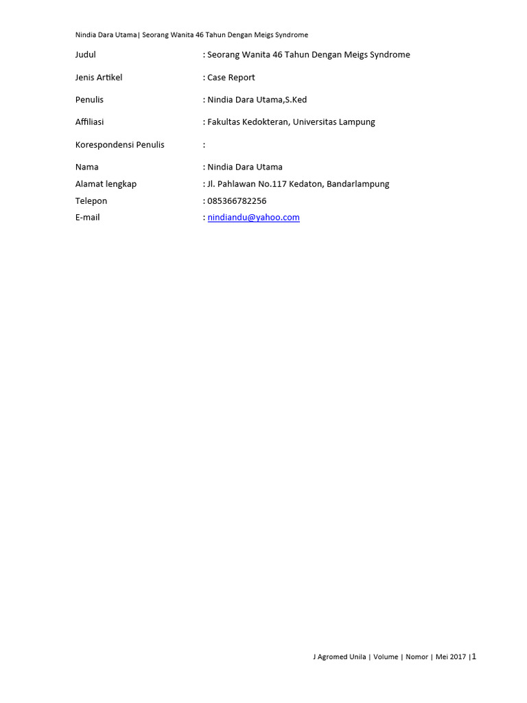 Judul Case Report - Nindia Dara Utama | PDF | Pengembangan Diri ...