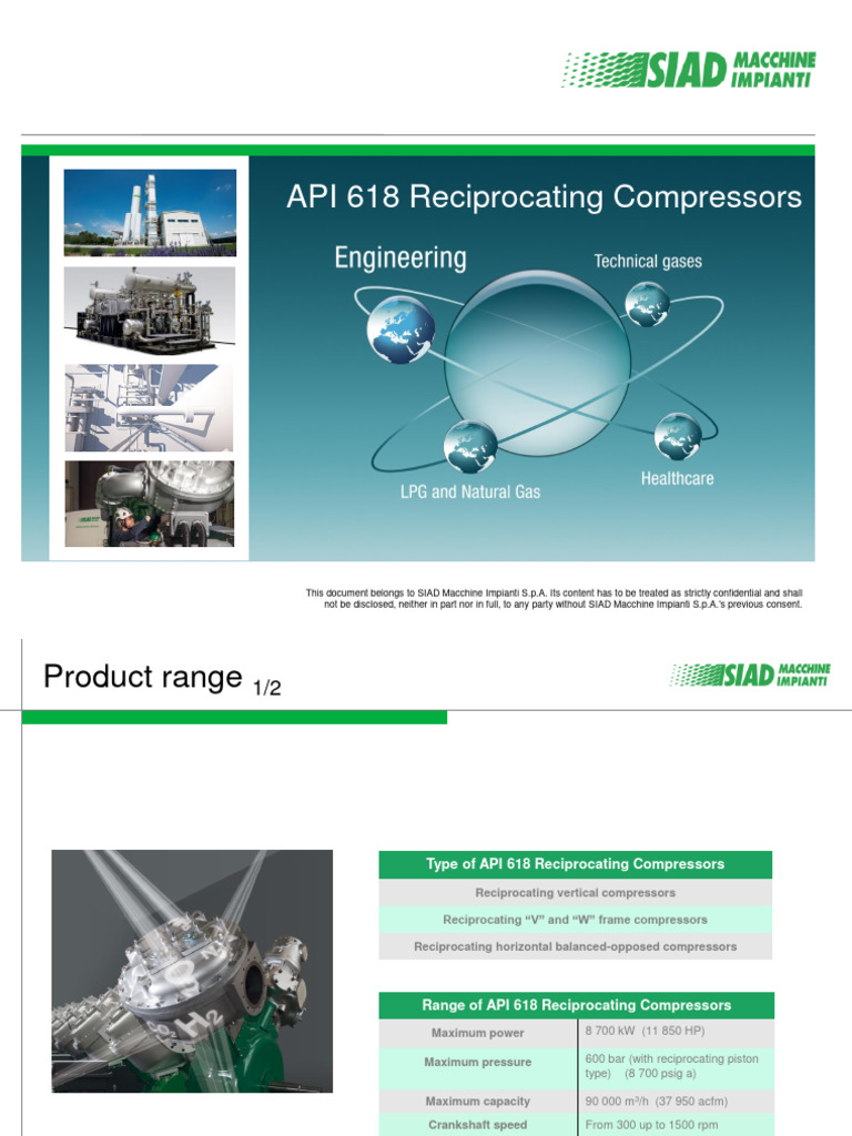 SIAD Reciprocating Compressor API 618 Catalogue | PDF | Gases | Phases Of Matter