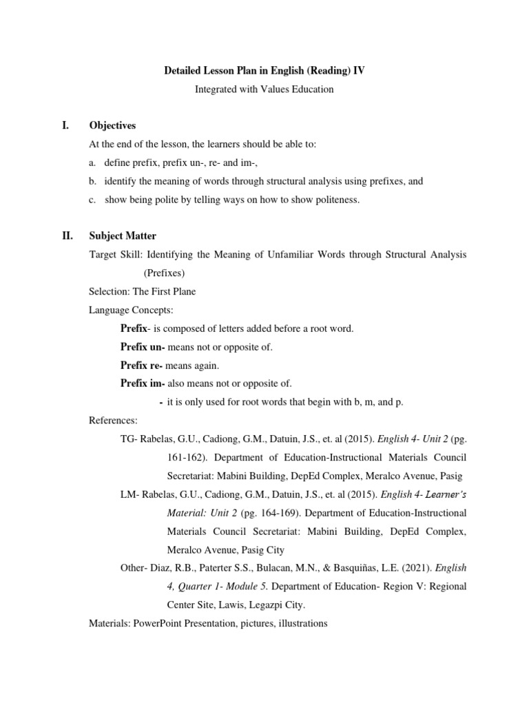 Lesson Plan in English | PDF | Wright Brothers | Learning