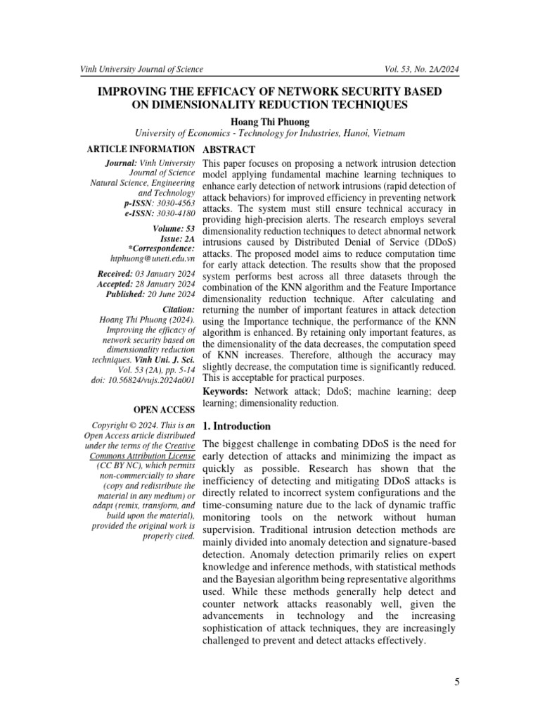 Improving The Efficacy of Network Security Based On Dimensionality Reduction Techniques | PDF ...