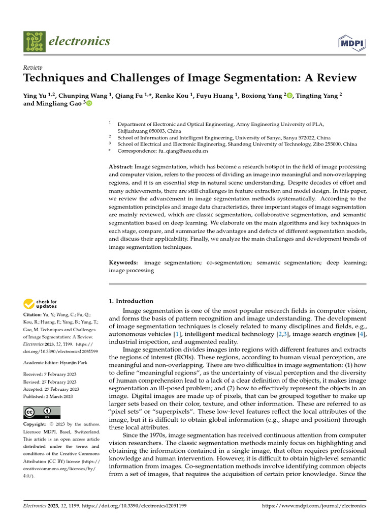 Electronics 12 01199 | PDF | Image Segmentation | Cluster Analysis