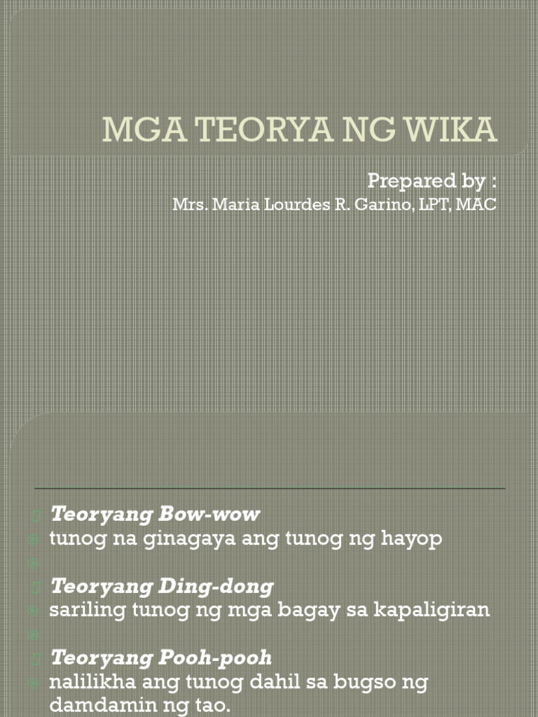 Fil 1 Week 2.2 PPT Teorya NG Wika | PDF