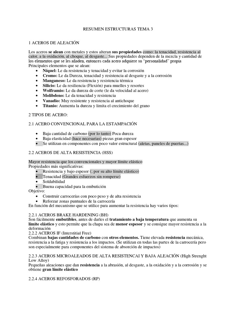 RESUMEN ESTRUCTURAS t3 (1) | PDF | Acero | Aluminio