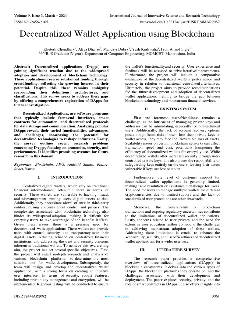 Decentralized Wallet Application Using Blockchain | PDF | Cryptocurrency | Bitcoin