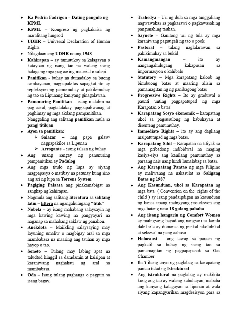 Final Reviewer Sa Litr | PDF