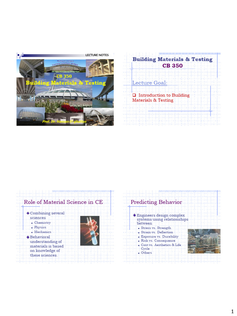 Week 1 - Introduction To Building Materials | PDF | Concrete | Brick