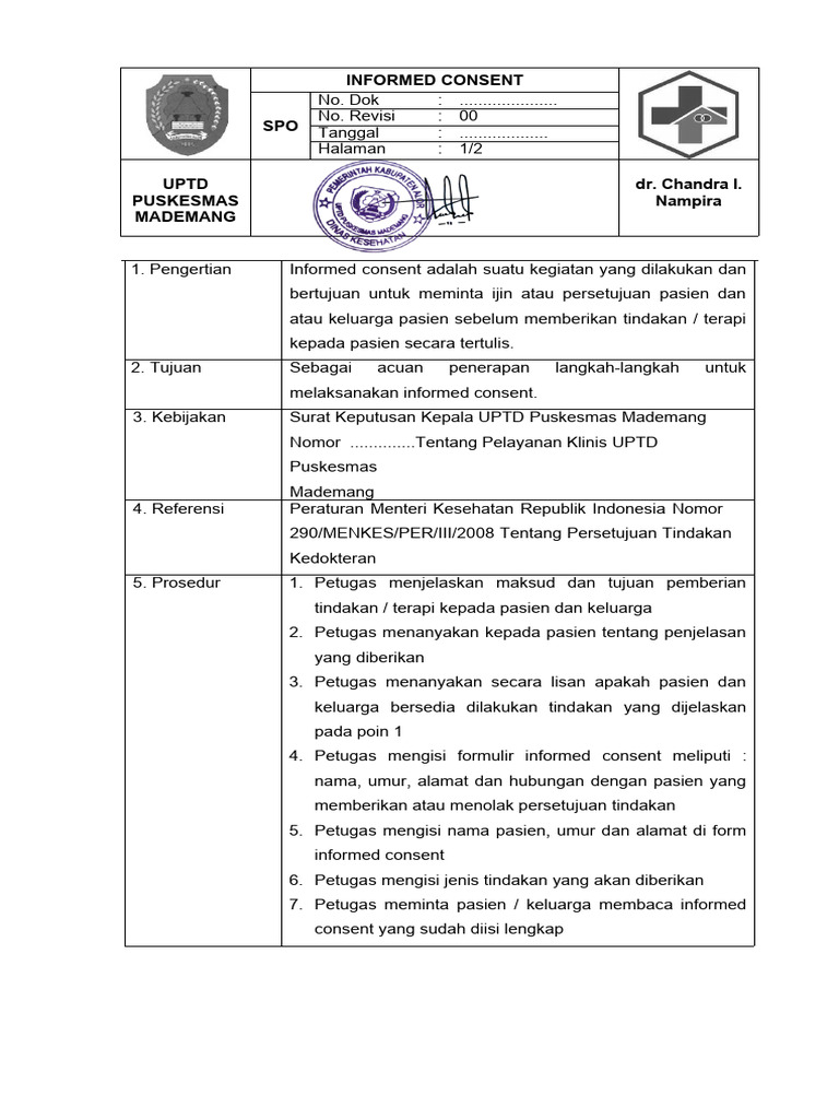 Panduan Informed Consent Puskesmas | PDF