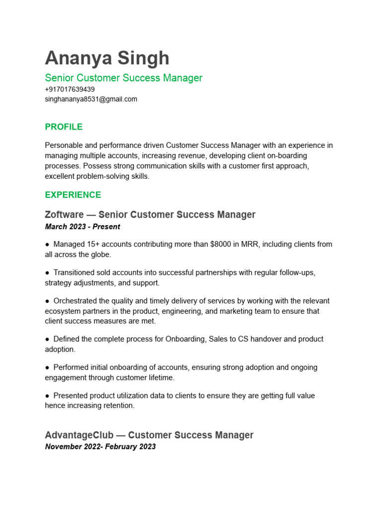 Ananya Resume - 2024 | PDF | Business | Business Economics