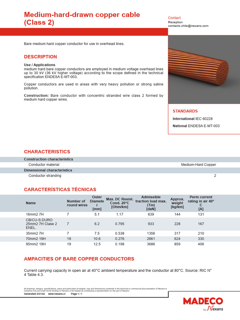 Nexans - Medium Hard Drawn Copper Cabl... | PDF | Electrical Conductor ...