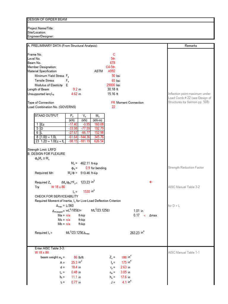 STEELGirder Beam Design | PDF | Bending | Beam (Structure)
