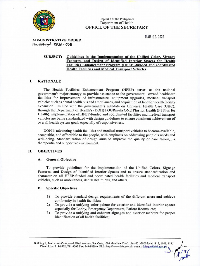 DOH Unified Color Guidelines for Health Facilities | PDF | Hue | Color