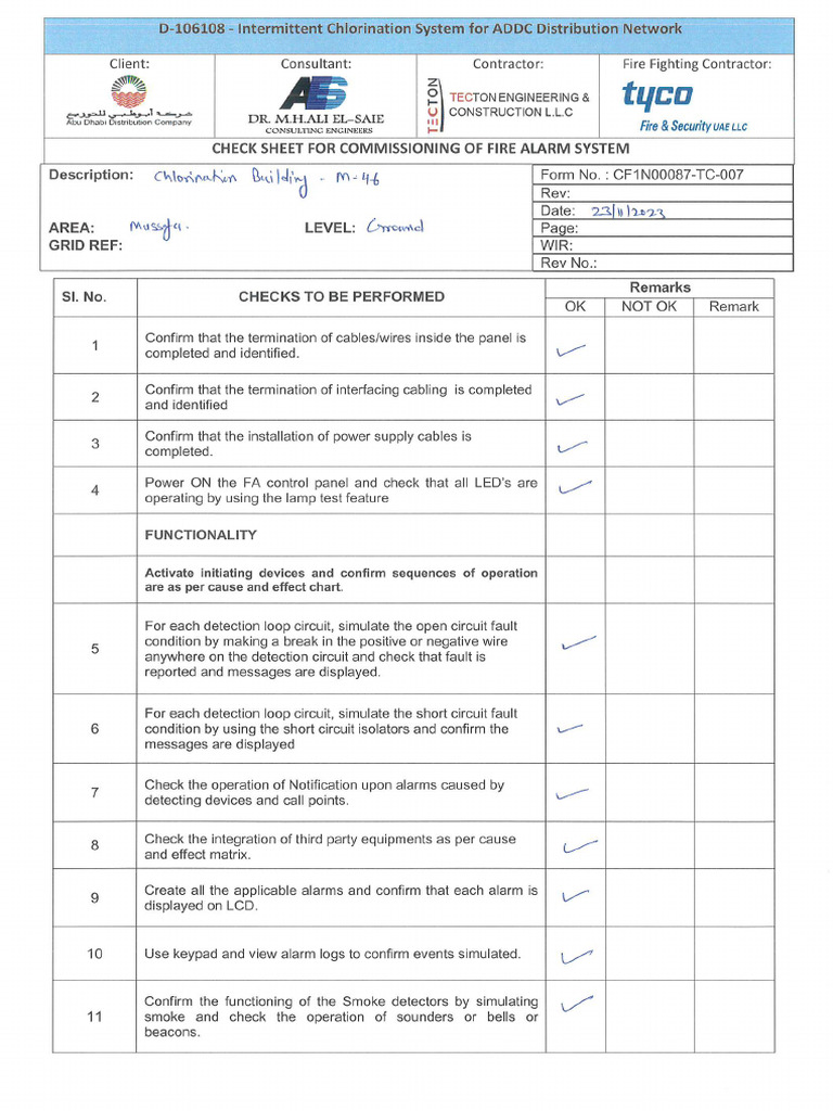 Fire - Checklist | PDF | Active Fire Protection | Chlorine